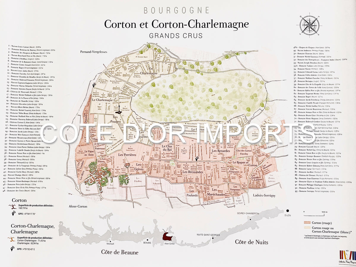 Corton et Corton Charlemagne Grand Cru Field Study Map – Cote d'Or ...